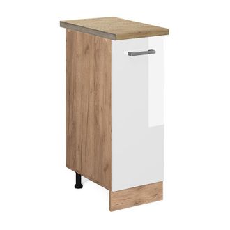 Vicco Apothekerschrank R-Line, Wei&szlig; Hochglanz, 30 cm, ap Eiche
