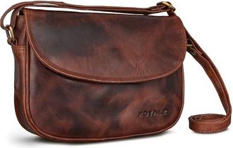 Royalz Vermont Vintage Cuir Sac &agrave; main Femmes Cuir V&eacute;ritable Sac Epaule Petit Cuir F&ecirc;te Soir&eacute;e City Sac, Couleur:Marron Cognac Roma