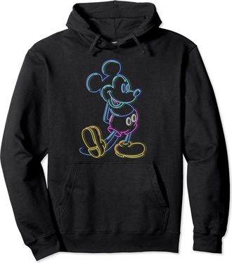 Disney Mickey & Friends Micky Neon Line Porträt Pullover Hoodie