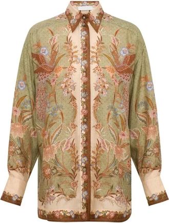 Zimmermann Femme, Blouses et Chemises, Vert, Taille: 38 FR Indra Relaxed Shirt