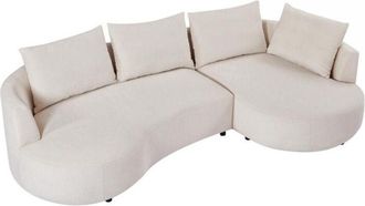 Vente-Unique Vente-unique - Canapé dangle droit en velours texturé beige lousado