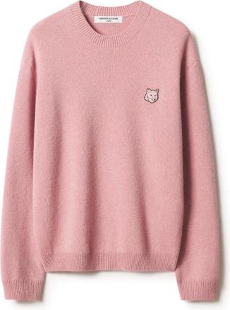 Maison Kitsun&eacute; Pull en laine Lambswool Milano t&ecirc;te de renard - Homme - Pulls - Rose - Taille: S