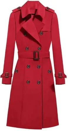 Generic Élégant Bureau Dame Double Boutonnage Longs Trench Manteaux Décontracté Classique Veste Coupe-Vent Ceinture