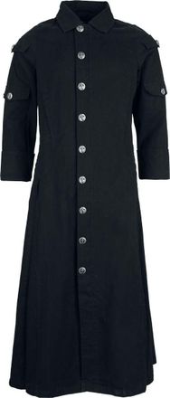 Gothicana by EMP Herren schwarzer langer Mantel mit Metallaccessoires XXL