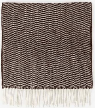 GANT Schal aus Merinowolle mit Fischgrätenmuster und Fransen - Braun