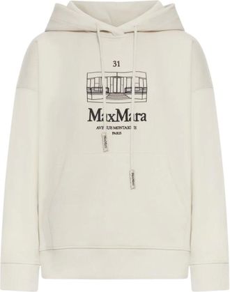 Max Mara Femme, Sweatshirts et sweats &agrave; capuche, Beige, Taille: 36 FR SweaT-shirt Technique en Jersey de Coton