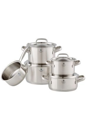 WMF Kochtopfset Gourmet Plus, Edelstahl, Metall, 5-teilig, 16 cm,20 cm,16 cm, 1.9 L,3.3 L,5.7 L,2.5 L,1.4 L, rund, rostfrei, Griffe werden nicht hei&szlig;, Tra