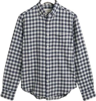 GANT Chemise &agrave; Carreaux en Flanelle - Homme - Chemises - Bleu - Taille: XL