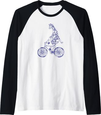 Seembo Giraffe Radfahren Fahrrad Lustig Biker Animal Biking Bike Raglan