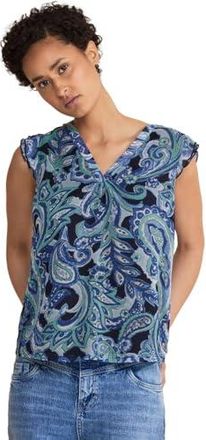 Street One A344572 Haut à Motif, Intense Aqua, 42 Femme T-Shirt, Turquoise
