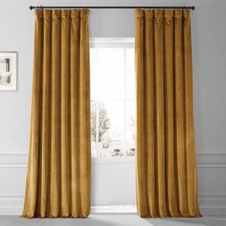 Half Price Drapes Signature Plush Velvet Hotel Blackout Curtain (1 Panel), 50 x 108, Apple Cider Gold - VPYC-SBO190159-108