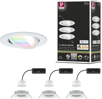 Paulmann 92433 LED Einbauleuchte Nova Coin rund 84mm 50&deg; RGBW+ 3x6W 3x500lm 230V Wei&szlig; matt Alu Druckguss