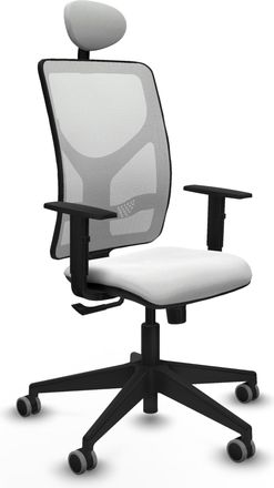 Piqueras y Crespo Wei&szlig;er Schreibtischstuhl mit Rollen und 1D-Armlehnen, h&ouml;henverstellbare Lendenwirbelst&uuml;tze und festes Kopfteil, ausgestattet mit 3 Positionen und Schn