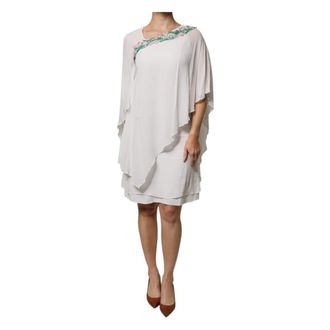 Blumarine Wei&szlig;es Blumenstickerei Chiffon Shift Kleid - - Dresses - Damen - Wei&szlig; - M