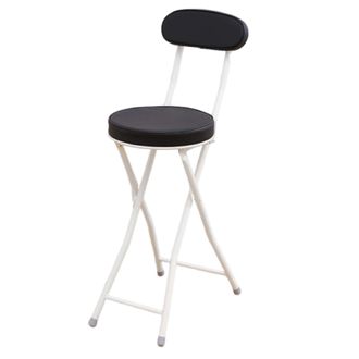 Generic Klappbarer Barhocker Mit R&uuml;ckenlehne, Gepolsterter Tragbarer Faltbarer Stuhl in Thekenh&ouml;he, Hocker f&uuml;r Erwachsene, K&uuml;cheninsel(Black)