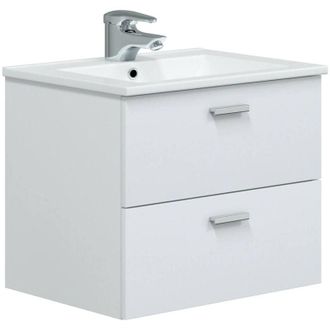 Dmora Badezimmermöbel Doksuri, Badezimmerschrank, Mehrzweckschrank, Hängeschrank mit Spiegel, 60x45 h50 cm, Glänzendes Weiß - Dmora