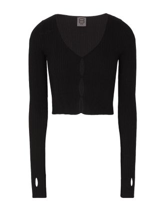 8 by YOOX VISCOSE BLEND RIBBED KNIT CROP CARDIGAN