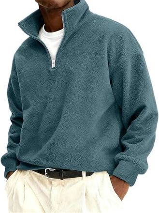 Generic Sweat-shirt l&eacute;ger automne-hiver pour homme tendance automne/hiver d&eacute;contract&eacute; &agrave; manches longues demi-fermeture &eacute;clair en polaire pour homme demi-ferme