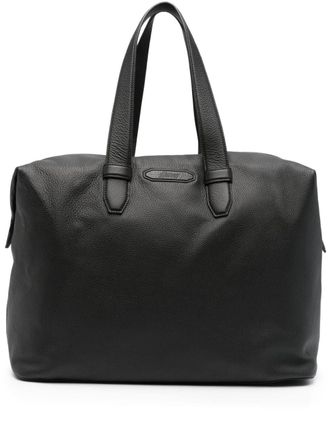 Brioni sac de voyage en cuir &agrave; patch logo - Noir