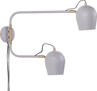 Beliani Wandlampe aus Eisen grau/messingfarben 2-flammig modern Wohnzimmer Estrella