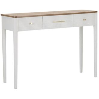 Paris Prix Console en Bois 3 Tiroirs Matera 107cm Blanc & Naturel