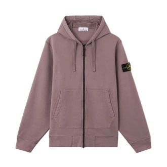 Stone Island Homme, Sweatshirts et sweats &agrave; capuche, Violet, Taille: M Pull &agrave; capuche en molleton de coton
