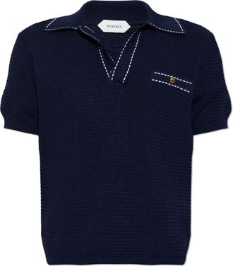 Versace Homme, Pulls, Bleu, Taille: XL Polo Avec Poche