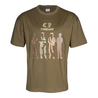 C.P. Company C.p. Company, Homme, Tops, Vert, Taille: 2XL T-Shirt Logo Manches Courtes 30/1 Jersey