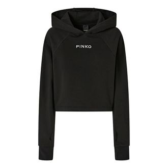 Pinko Pinko, Femme, Sweatshirts et sweats &agrave; capuche, Noir, Taille: 40 FR Cropped Cotton Sweat &agrave; capuche