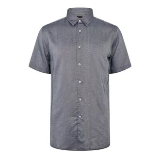 HUGO BOSS Hemd f&uuml;r Herren, Mit Kragen, gewebter Stoff, Regul&auml;r, kurz&auml;rmlig (Grau)