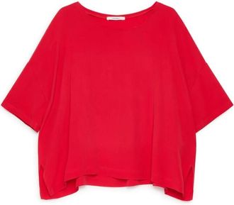 Maliparmi Maliparmi, Femme, Blouses et Chemises, Rouge, Taille: 40 FR Fluid Crepe Shirt