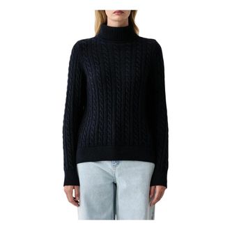 Barbour Pull &agrave; col roul&eacute; en maille torsad&eacute;e Ambleside - Femme - Pulls - Bleu - Taille: 40 FR