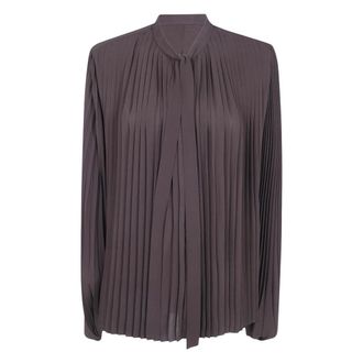 Tom Ford Viskose Crepe de Chine Sonnensichel-Plissee Lavalli&egrave;re-Bluse - - Blouses & Shirts - Damen - Braun - XS