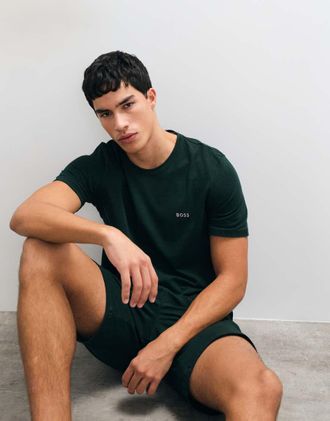 HUGO BOSS Kombiteil-T-Shirt mit Logo in dunkelgr&uuml;n
