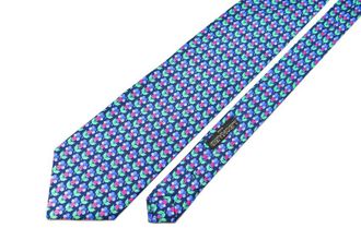 Leonard Blue & Pink SIlk Printed Tie