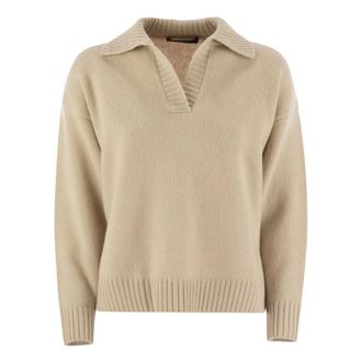 Max Mara Femme, Pulls, Beige, Taille: 38 FR Pull col en V Agre