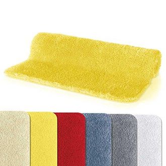 Spirella Badteppich Badvorleger Duschvorleger Fino Supersoft Hochflor waschbar, rutschfest Badematte 50x80 cm - Gelb