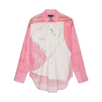 Msgm Popeline Hemd - - Blouses & Shirts - Damen - Rosa - M