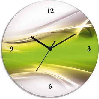Artland Wanddeko Wanduhr ohne Tickgeräusche Glas Quarzuhr Ø 30 cm Rund Lautlos Design Abstrakt Kunst Modern Ausgefallen Kreativ T9HZ