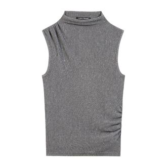 Luisa Cerano Top &agrave; col roul&eacute; brillant - Femme - Tops - Gris - Taille: 44 FR