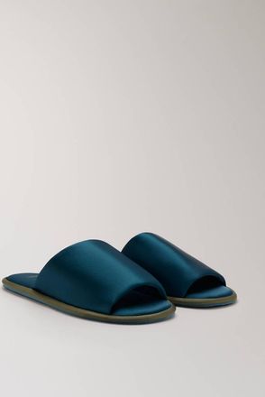 Mango Mules satin&eacute;es avec passepoil contrastant en satin bleu marine fonc&eacute; - Femme - 36 - MANGO