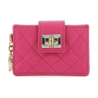 Lanvin Femme, Accessoires, Rose, Taille: ONE Size Porte-cartes en cuir fuchsia