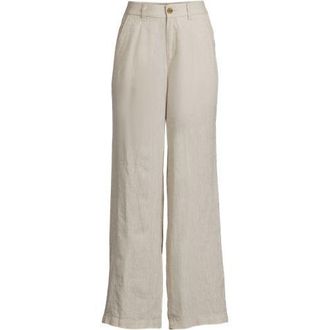 Lands End Leinenhose High Waist mit weitem Bein, Damen, Gr&ouml;&szlig;e:42 regular, Beige, Leinen, by Lands End