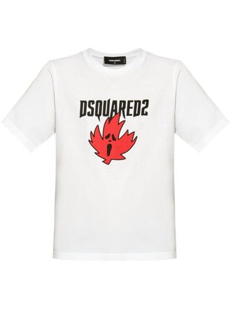 Dsquared2 t-shirt Horror à imprimé feuille dérable - Blanc