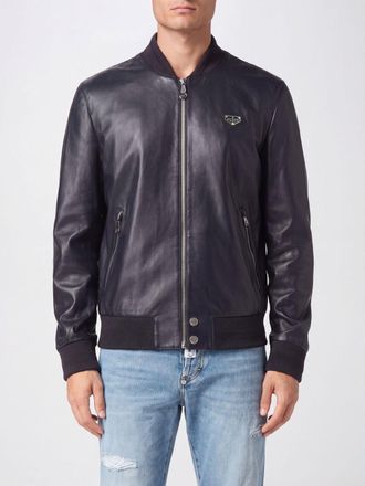 Philipp Plein Bomber en cuir avec col teddy et poches zipp&eacute;es