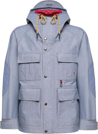 Moncler Moncler Ajaccio Chambray Hooded Field Jacket, Men, Blue, Size: 1