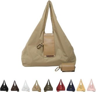 Generic Sac fourre-tout pliable, sac &agrave; main extensible, r&eacute;utilisable, sac de poche compact multifonction, grande capacit&eacute;, kaki, 11