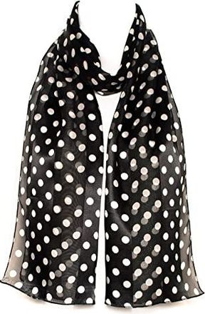 Hat To Socks Foulard en Mousseline de Satin à Pois (Blanc/Noir)