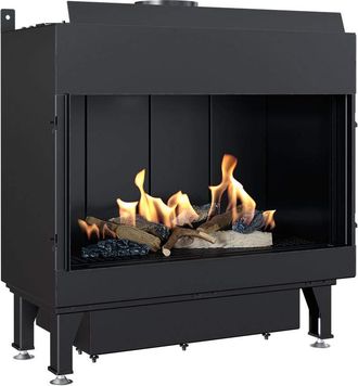 Kratki Kaminofeneinsatz Leo 70 | Ma&szlig;e in cm: H81,60 x B75,60 x T37,50; Gewicht 90 kg | Brennstoff: Erdgas oder LPG, Nennw&auml;rmeleistung 7,3 kW, Fernbedienung, 