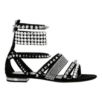 Philipp Plein Suede Sandalen Flache Nieten - - Shoes - Damen - Mehrfarbig - 36 EU